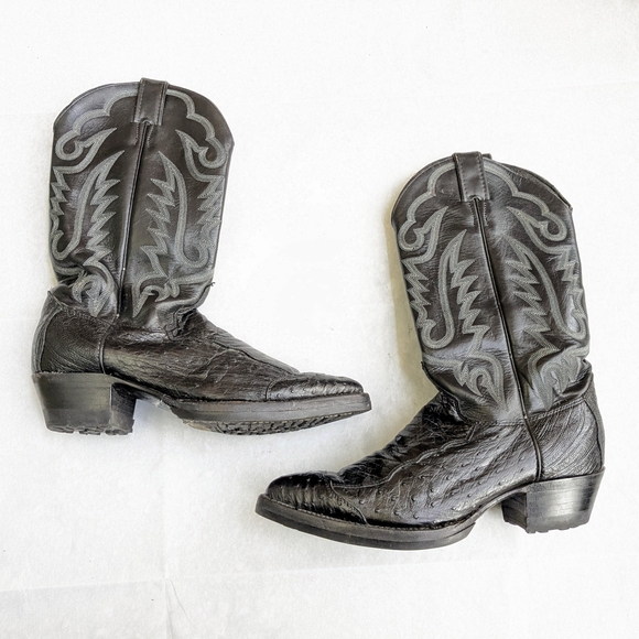 Justin Boots | Shoes | Justin Cowboy Boots Ostrich Black Men 95 D ...